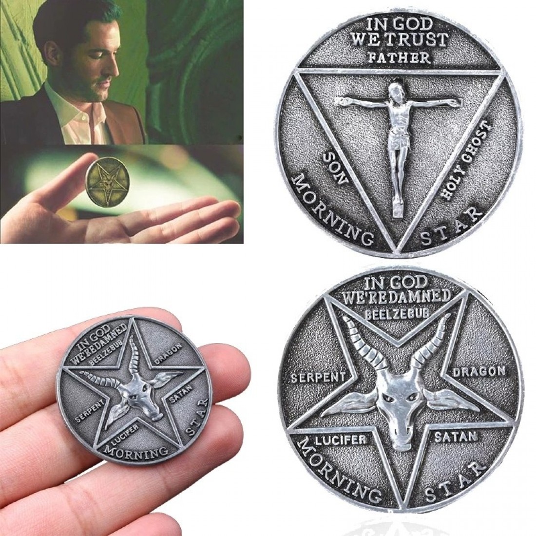 Lucifer Morningstar Gümüş Rengi Coin | Aksesuar | dukkandesign